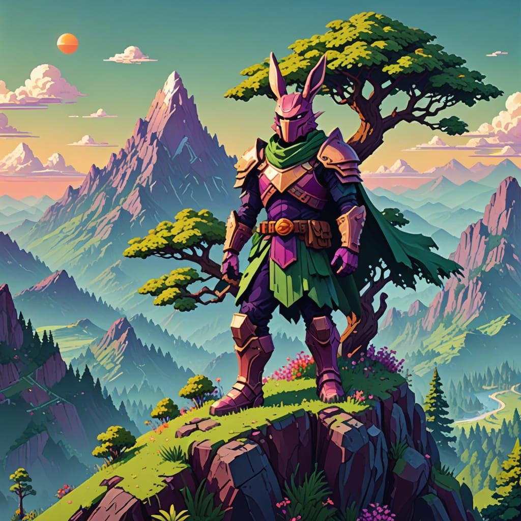 Medieval Adventurer in Whimsical 8-bit Pixel Art - AI Art