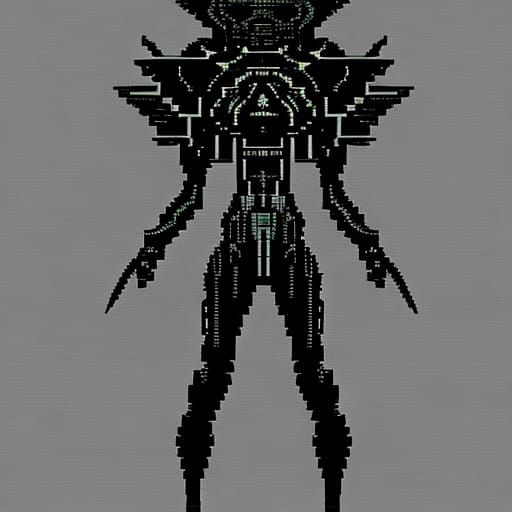 64 bit Pixel art of a xenomorph, full body, H.R. Giger deep color ...