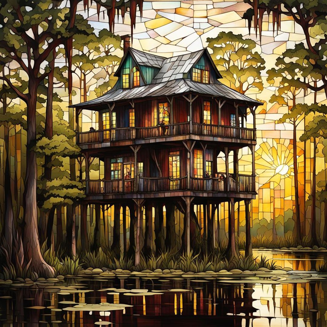 Stained glass swamp - AI Generated Artwork - NightCafe Creator