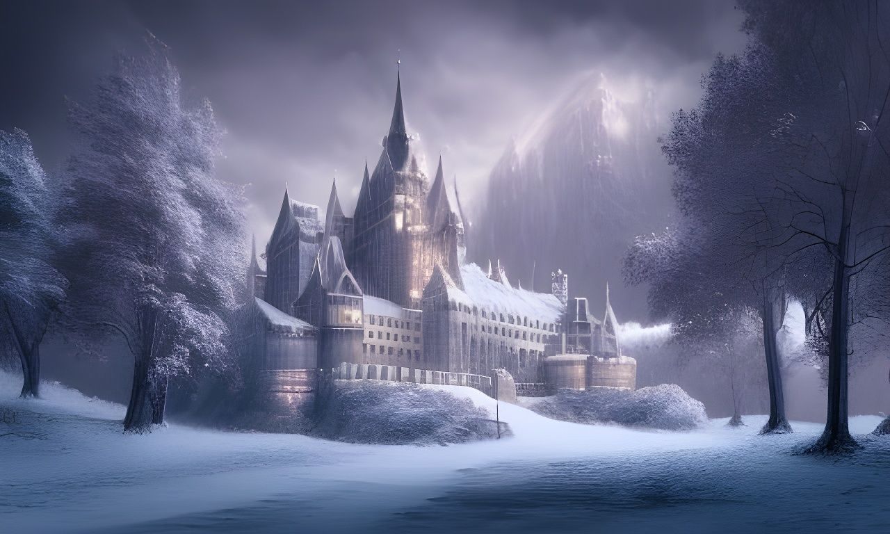 The castle of the snow queen in winter wonderland - AI Generated ...