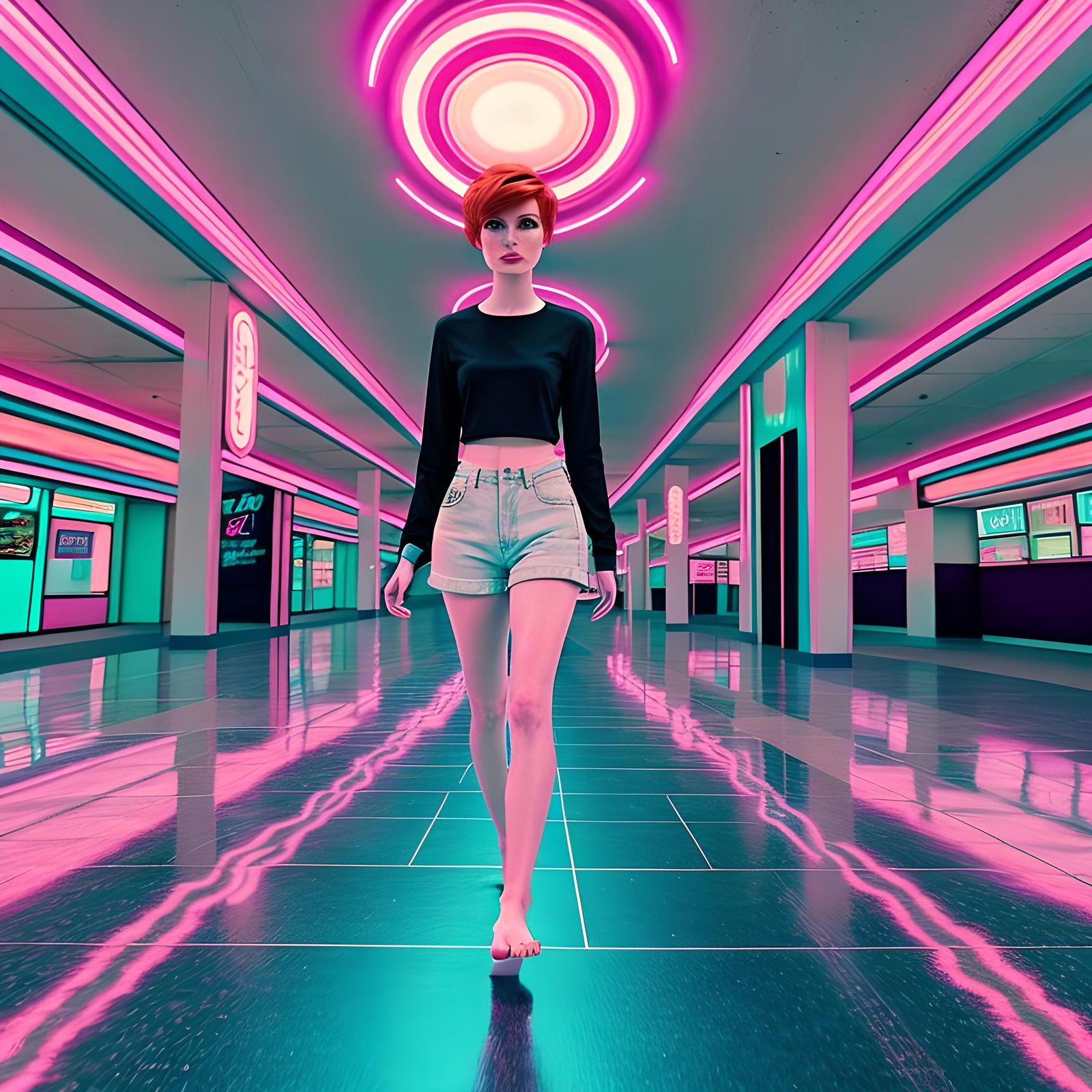 redhead girl with a pixie cut hypnotized to walk barefoot in the ...