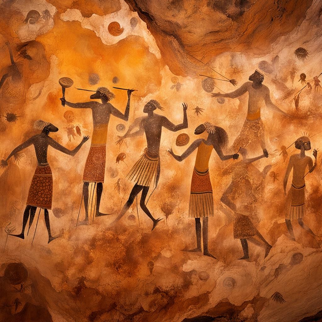 close up image of prehistoric Cave painters, These visionary artists ...