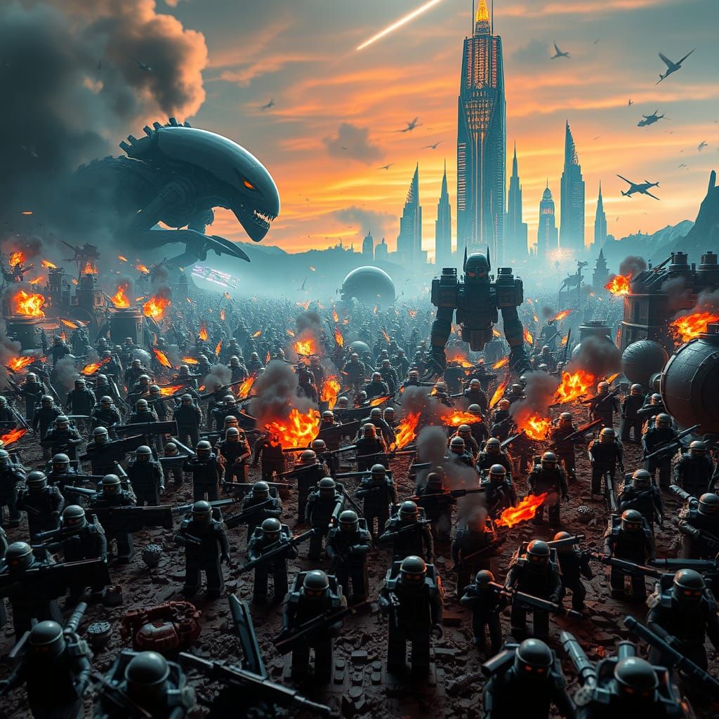 Lego Soldiers Clash with Alien Army in Futuristic ... - AI Art