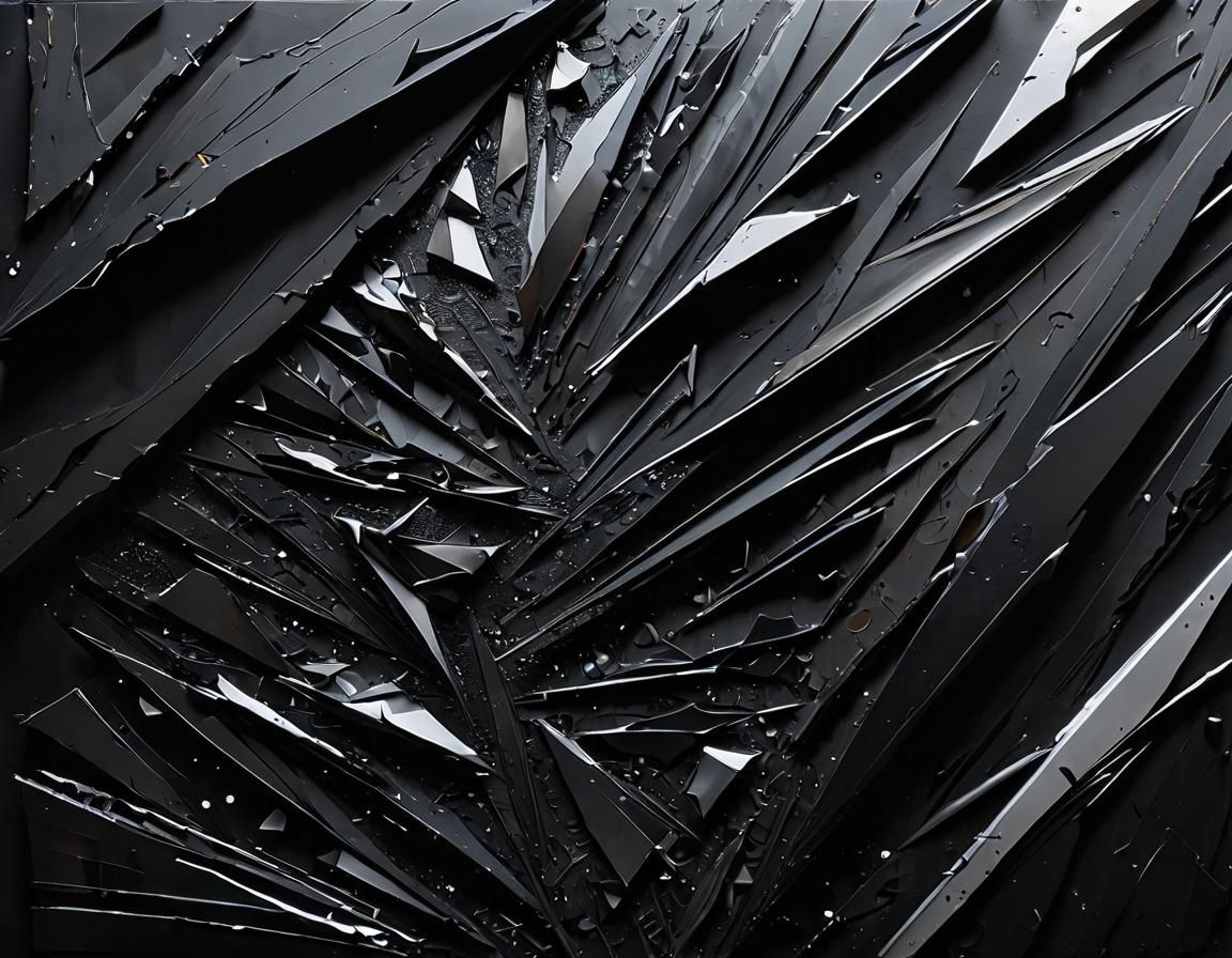 Dark Grunge Shattered Glass Painting in Matte Blac... - AI Art