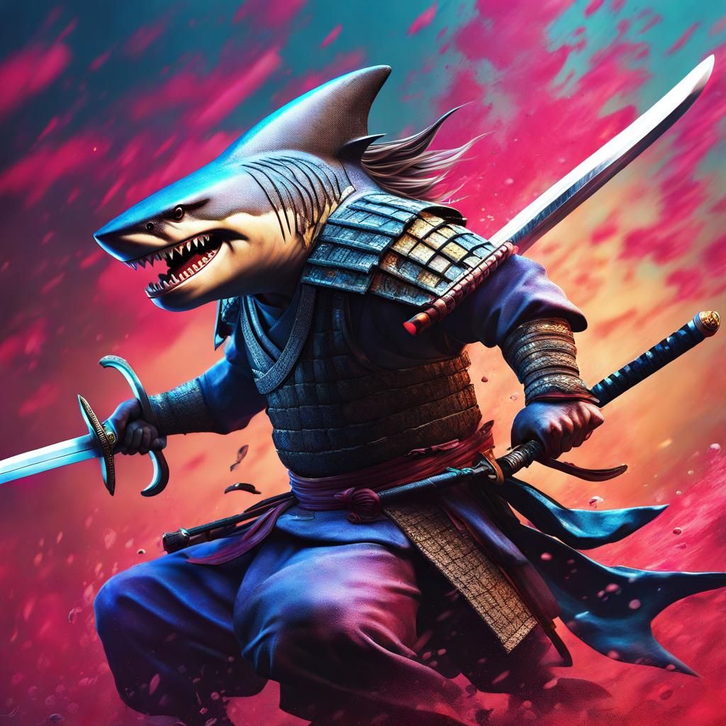 Shark swords, samurai king - AI Generated Artwork - NightCafe Creator