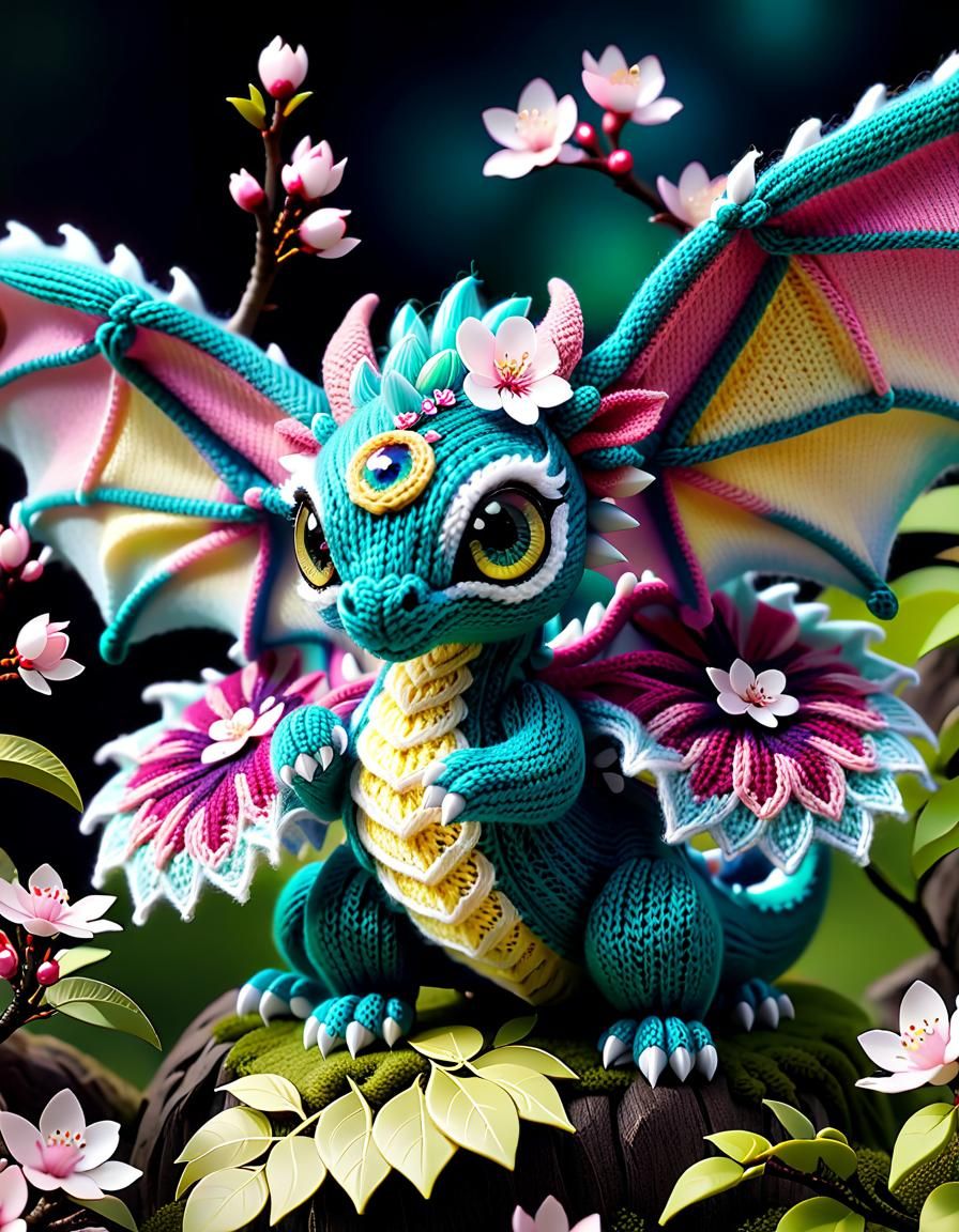 Flower Yarn Dragon - AI Generated Artwork - NightCafe Creator