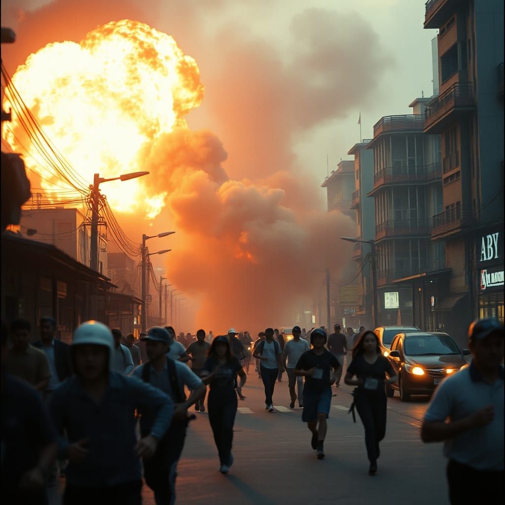 Dramatic Hanoi Street Explosion in Cinematic 35mm ... - AI Art