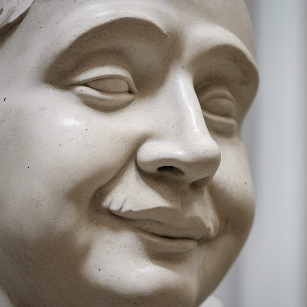 stone sculpture of bust, marble granite texture, pale white dull ...