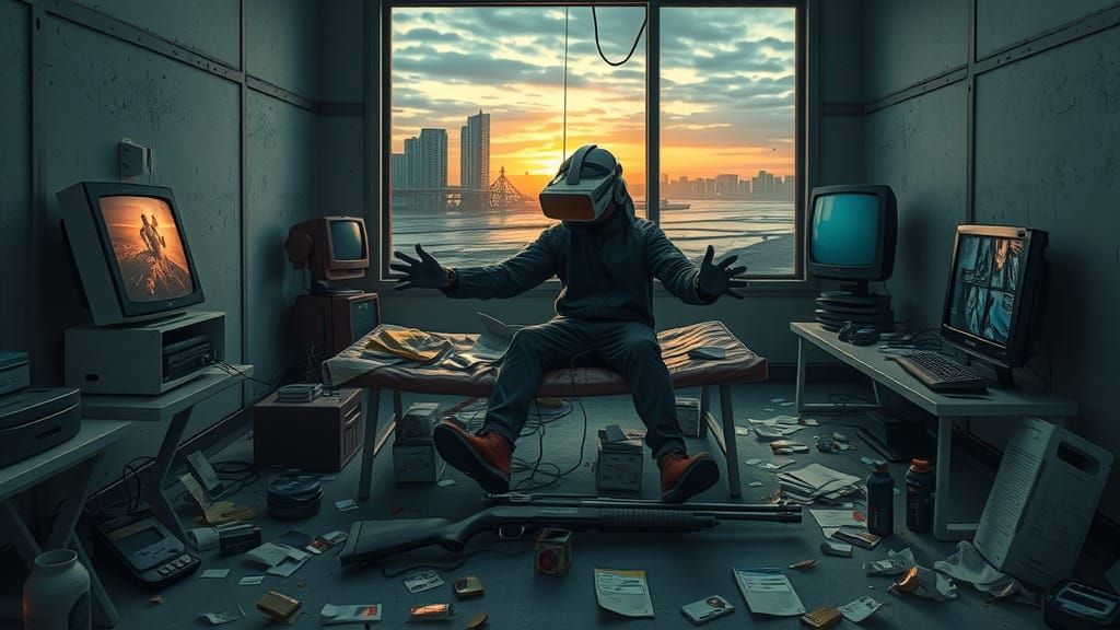 Cyberpunk Despair in a Lost City - AI Art