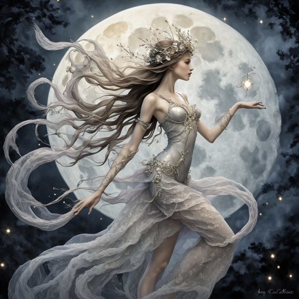 Luminous Moon Sprite in a Dreamy Atmosphere - AI Art
