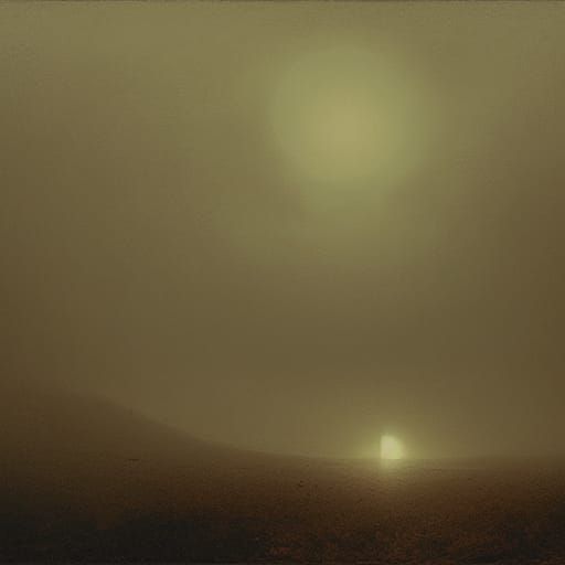 Creepy dull sunset at a dark foggy desert - AI Generated Artwork ...