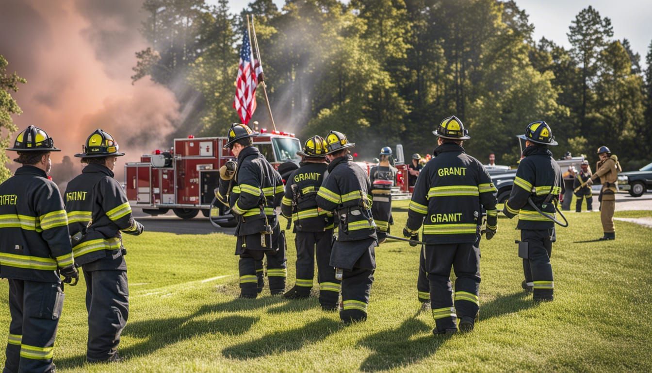 A scene of firefighters training or conducting a community outreach ...