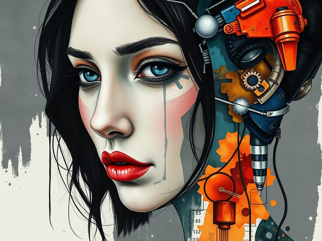 Complex Portrait - Cubist Portrait with Biomechanical Twist...