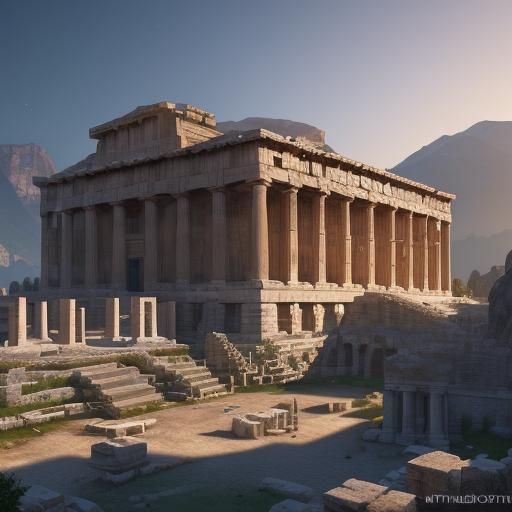 A library of ancient Greek architecture located in front of the ...