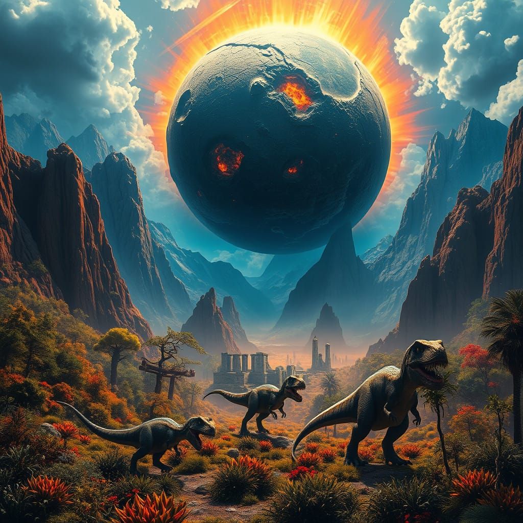 Dinosaurs as asteroid falls - Dinosaurs as asteroid falls