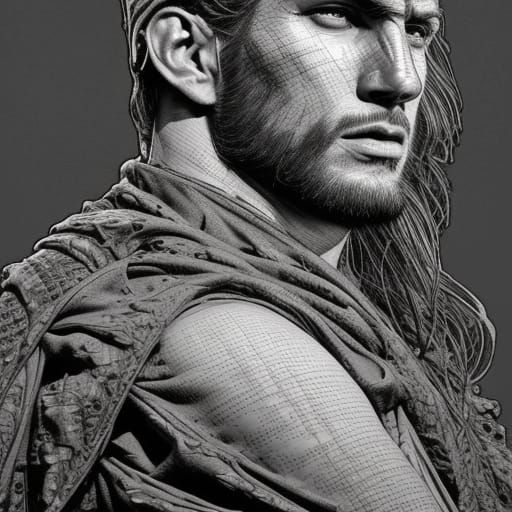 extremely detailed biblically accurate Goliath in the desert, a ...