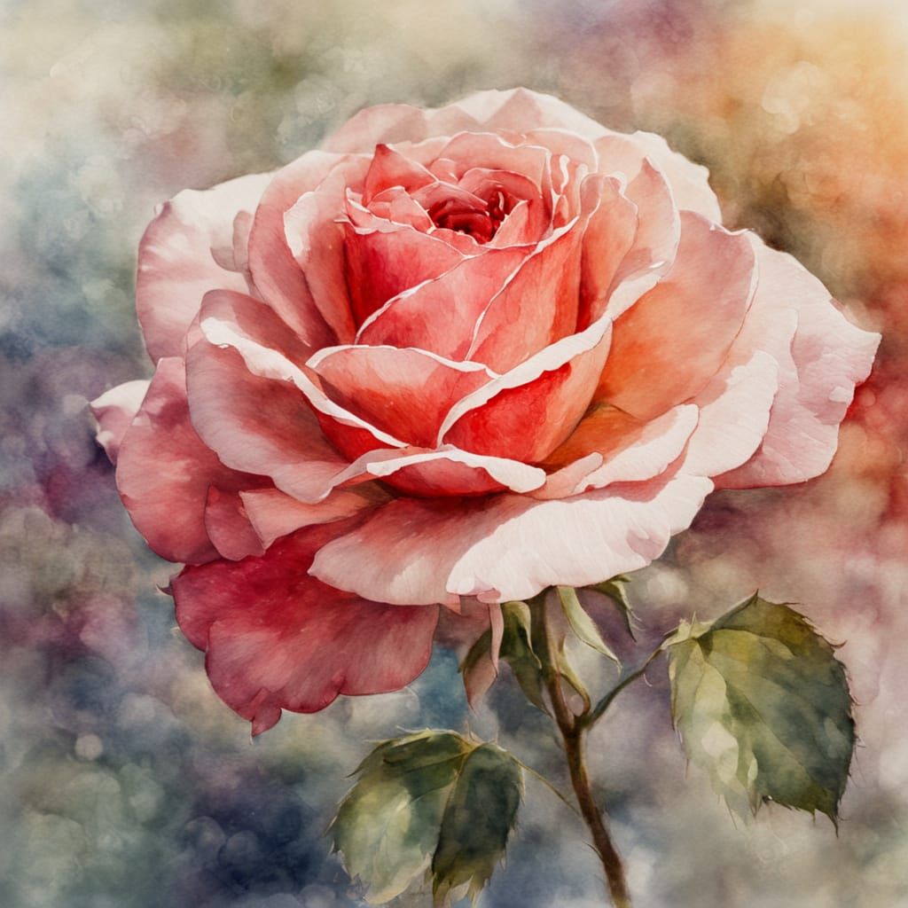 The perfect watercolour red rose - Delicate Watercolor Red R...