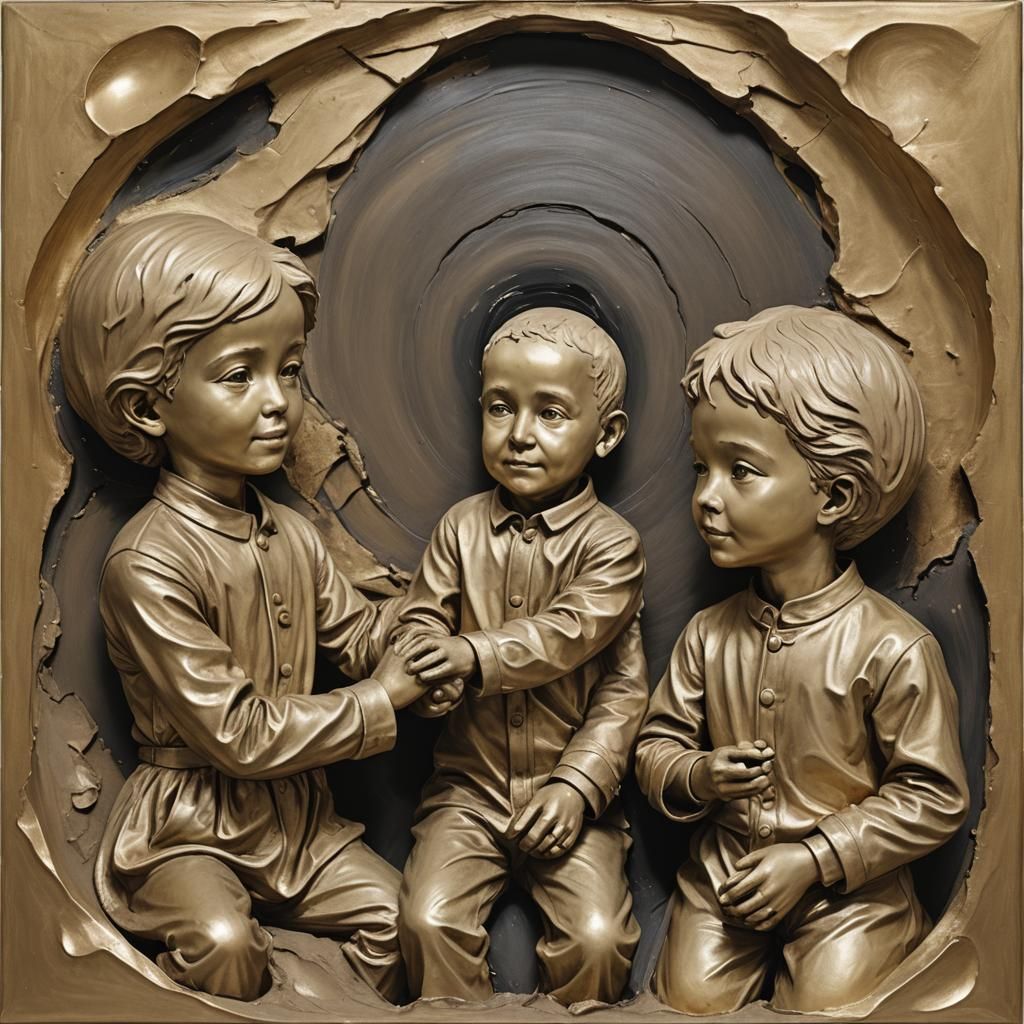 portrait: blackhole (KIDS PLAYING WITH Father:3) / gilding, clay ...
