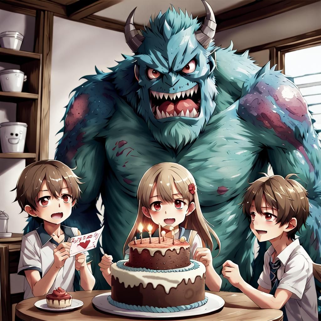Some monster children wishing their monster dad a Happy Father's Day ...