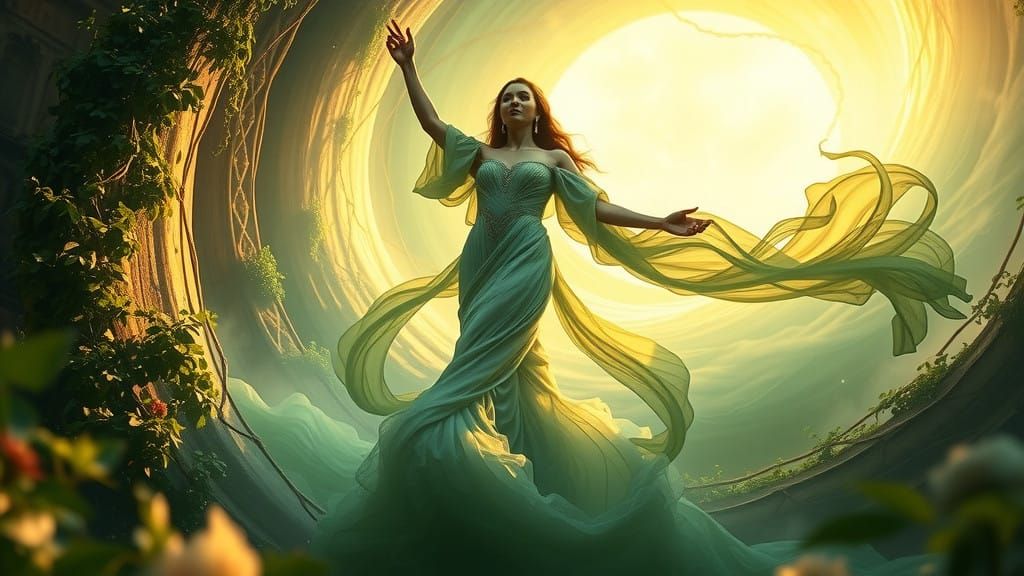 Ethereal Mother Earth Gaia in Verdant Splendor Cin... - AI Art