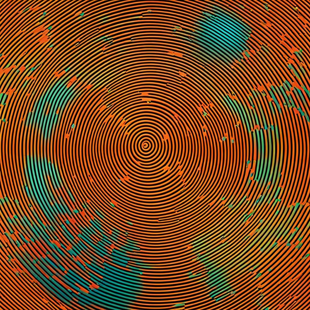 optical illusion of regular circle holografic pattern, orange and teal - AI Generated Artwork ...