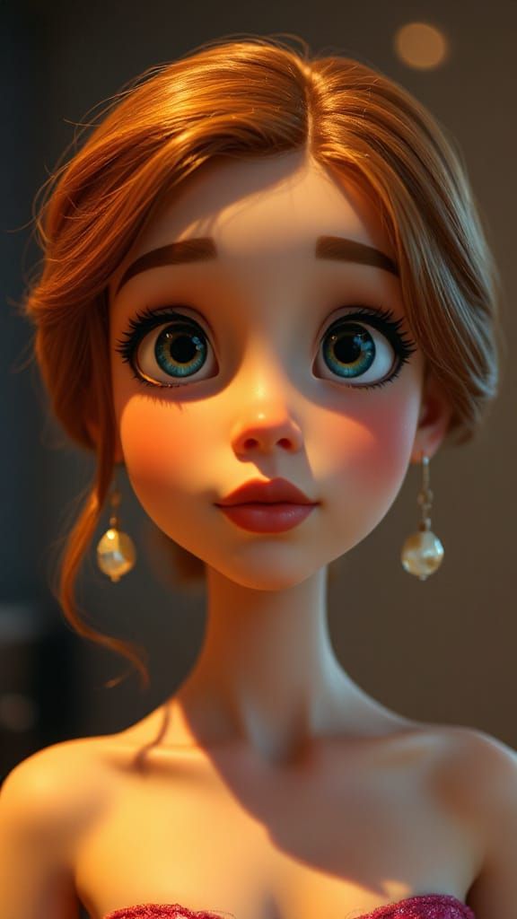 Amorphous forms characterize smooth lines, a cute face, deep blue eyes ...