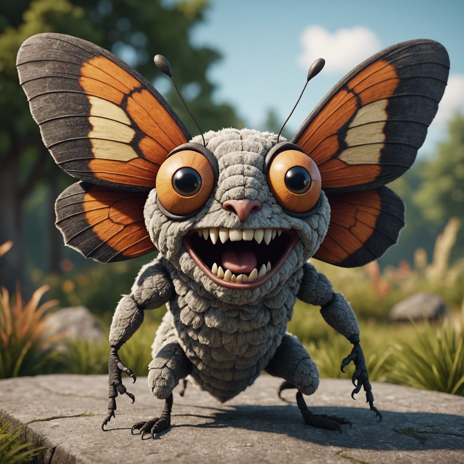 A very angry CGI cartoon moth outdoors - AI Generated Artwork ...