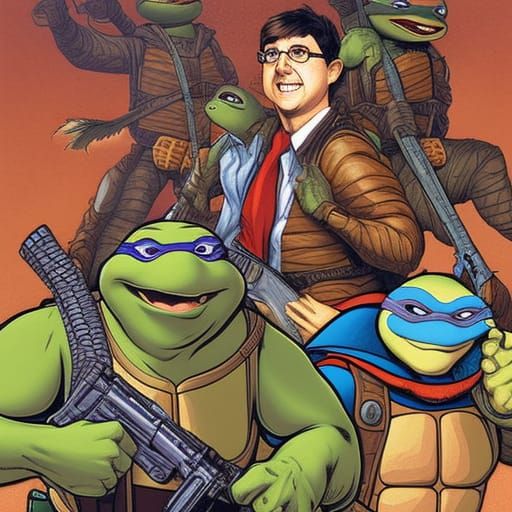 McLovin smoking a j with the Teenage Mutant Ninja Turtles - AI ...