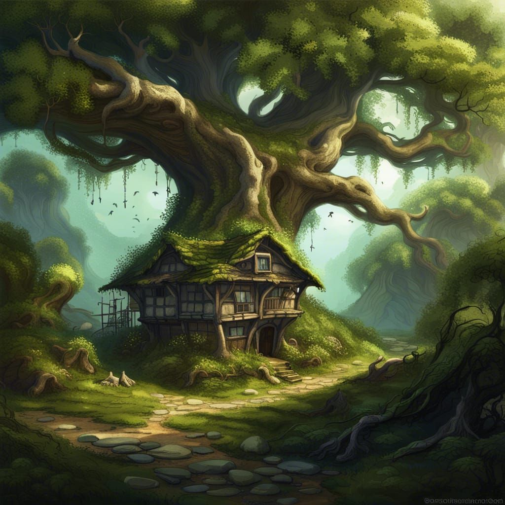 Overgrown tree - AI Generated Artwork - NightCafe Creator