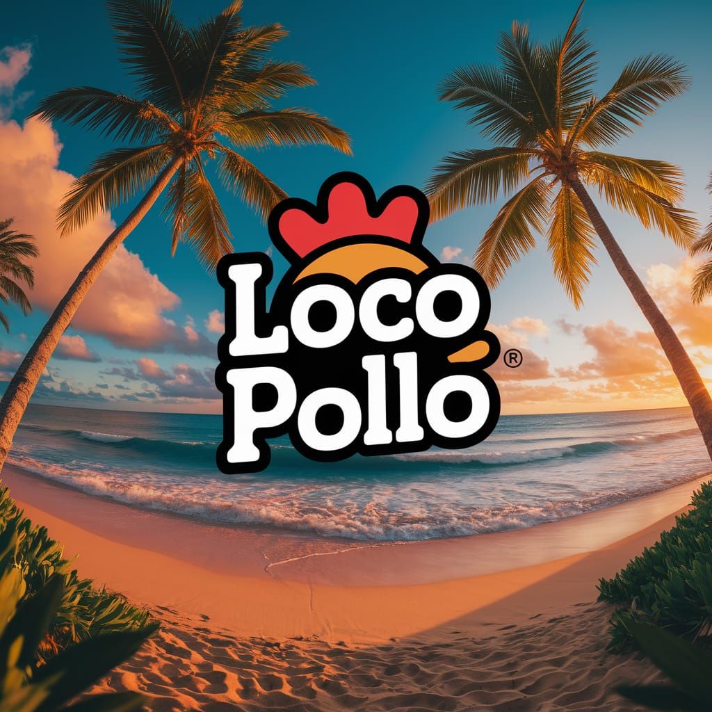 Vibrant Loco Pollo Logo in Sunset South Pacific Se... - AI Art