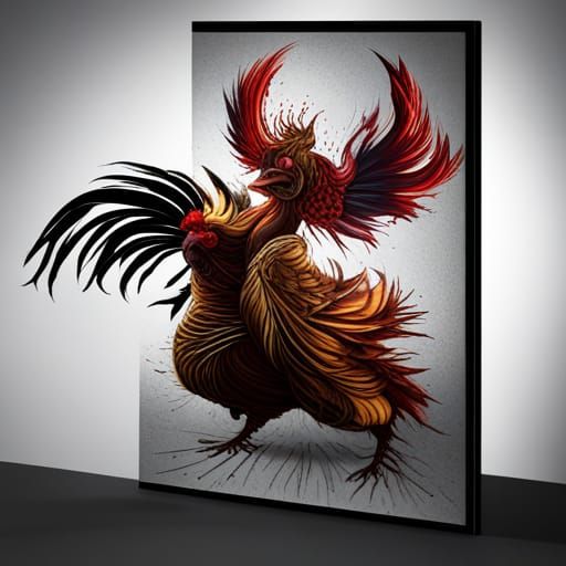 samurai rooster fighting for life, pop art, splash screen art, digital ...