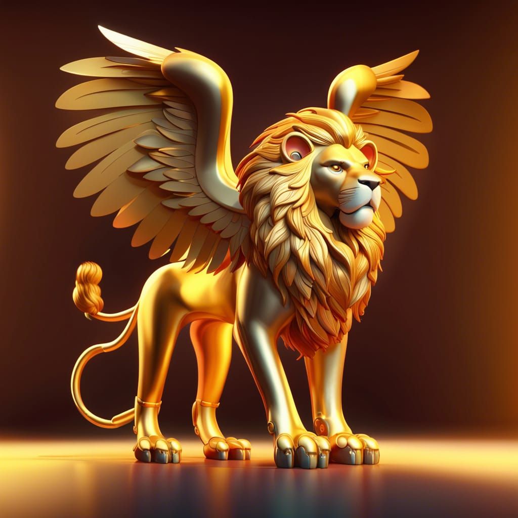 A giant golden lion with wings - AI Generated Artwork - NightCafe Creator