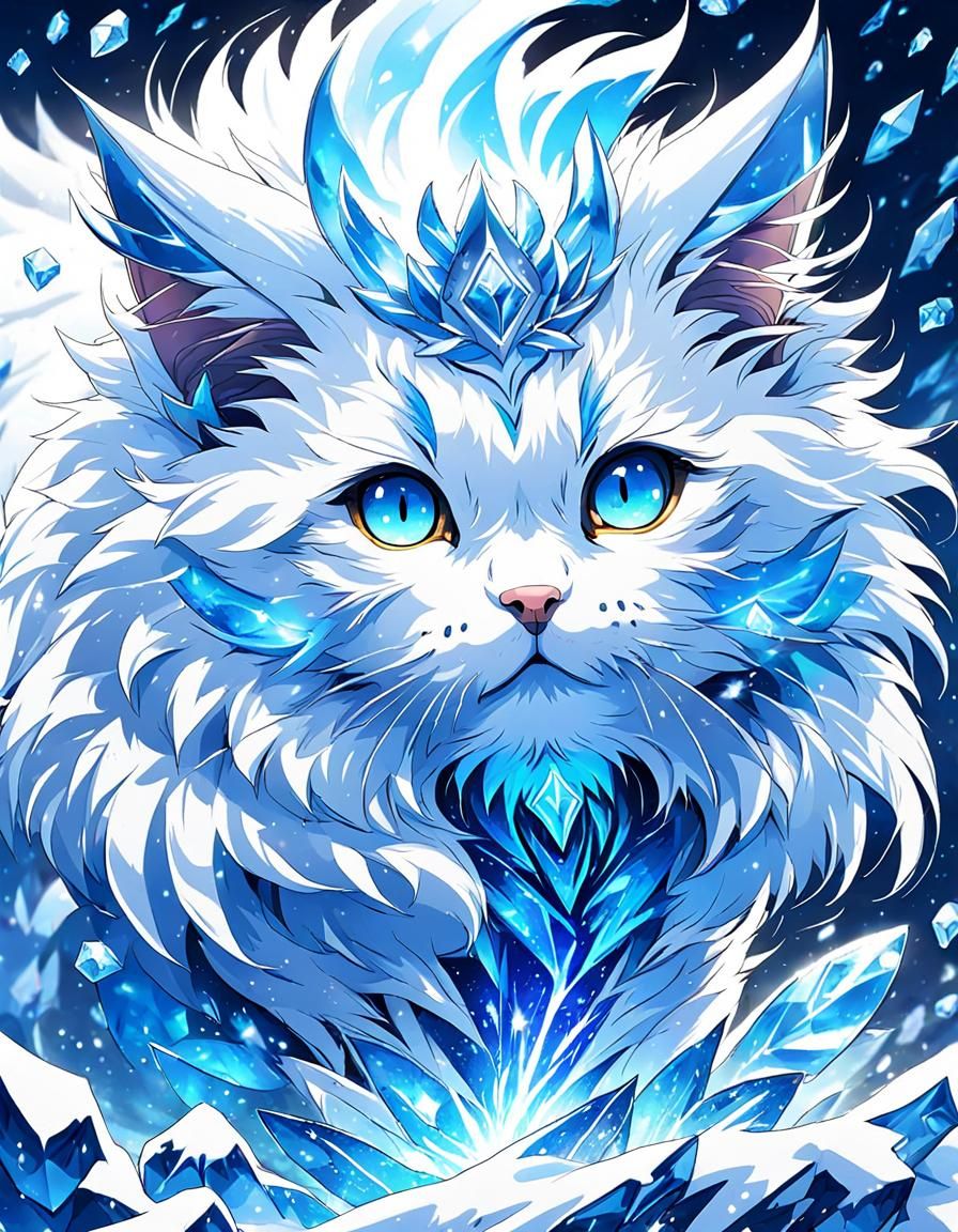A icy cat, - AI Generated Artwork - NightCafe Creator
