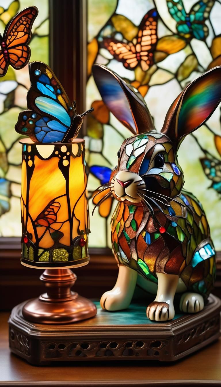 Stained glass with copper ribbon / Tiffany technique - AI Generated ...