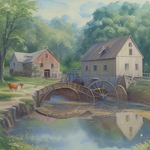 Farm water mill - AI Generated Artwork - NightCafe Creator