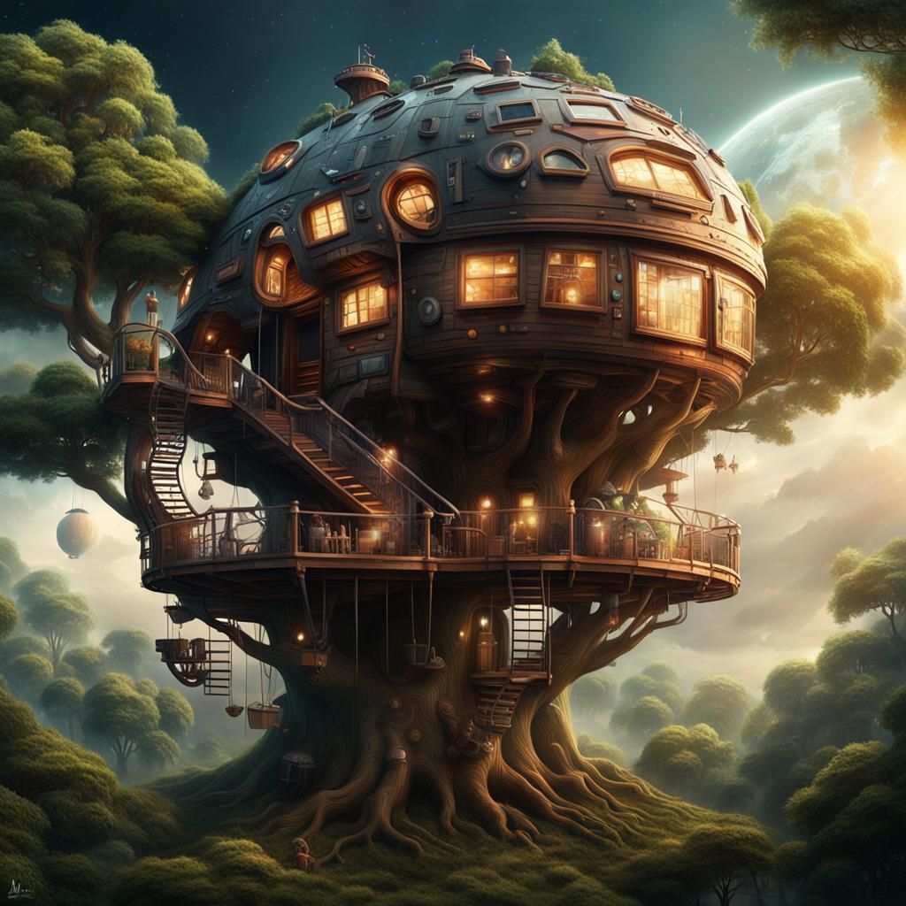 Mr McCoy's wacky treehouse. - AI Generated Artwork - NightCafe Creator