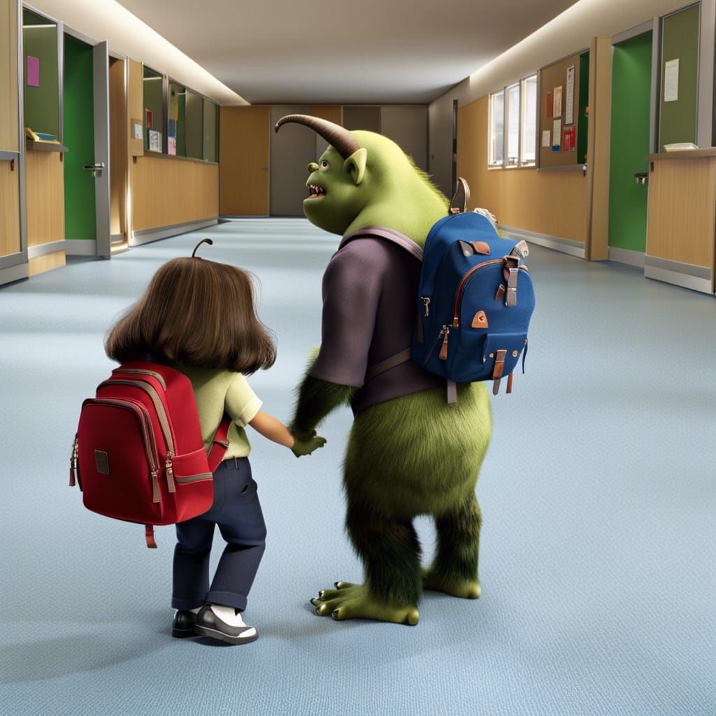 monster's first day at school - AI Generated Artwork - NightCafe Creator