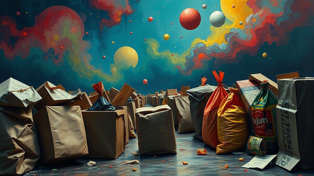 Surreal Parade of Lifeless Boxes in Vibrant Deep B... - AI Art