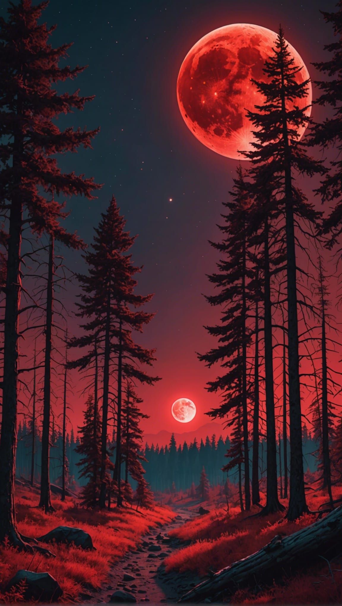 Under the red moons - AI Generated Artwork - NightCafe Creator