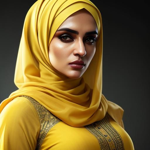 Proud Hijabi wearing yellow hijab. - AI Generated Artwork - NightCafe Creator