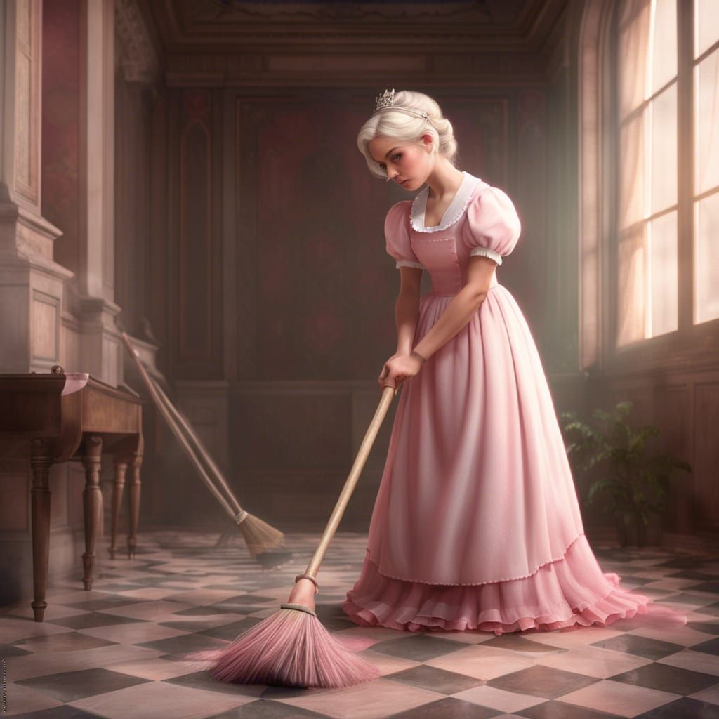 Princess Maid Sweeping the Floor - AI Generated Artwork - NightCafe Creator