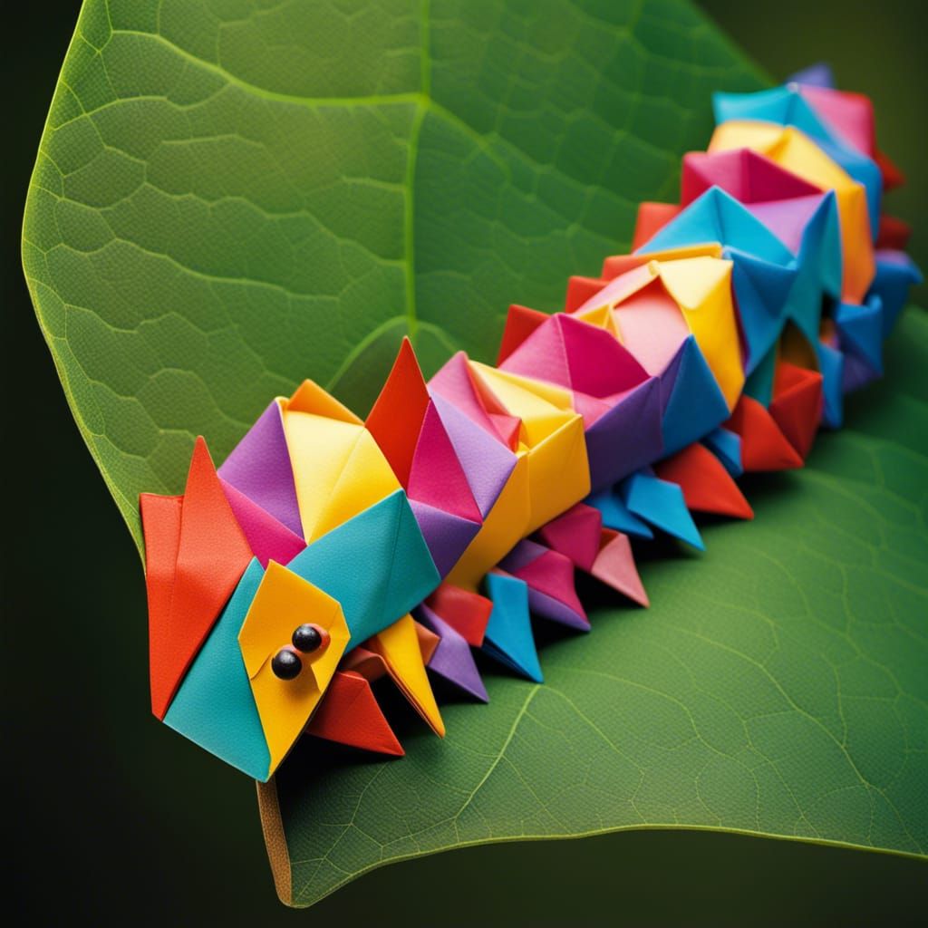 Origami Caterpillar - AI Generated Artwork - NightCafe Creator