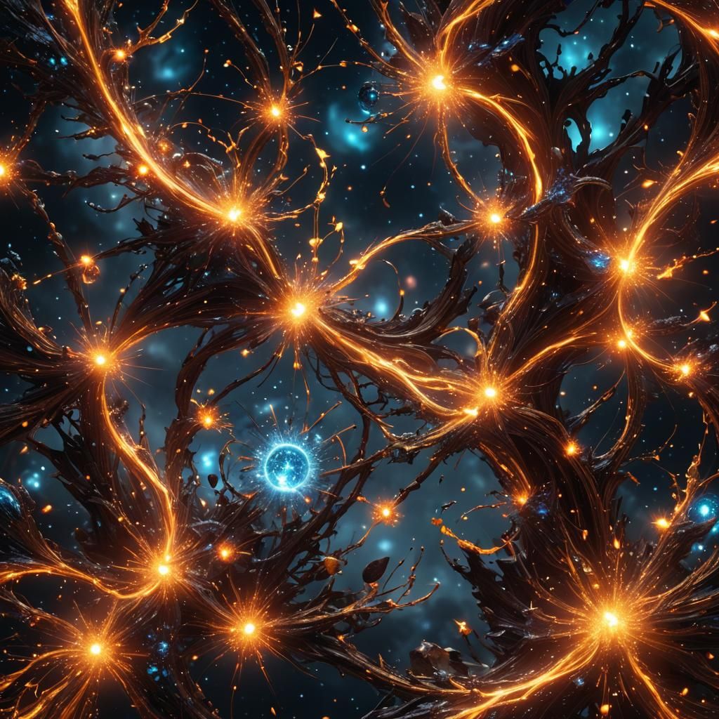 Visualize particles entangling with a cosmic background transitioning ...