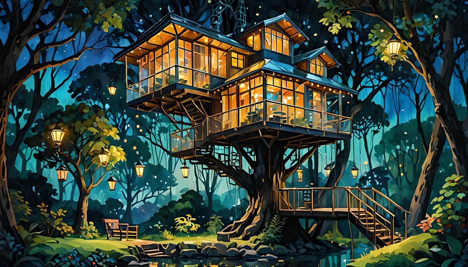glass treehouse - AI Generated Artwork - NightCafe Creator