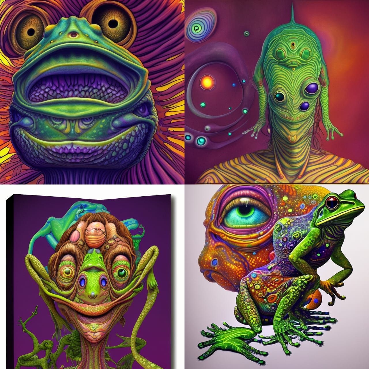 Hippie alien stoner anamorphic frog man. Studio Ghibli Tim Burton - AI ...