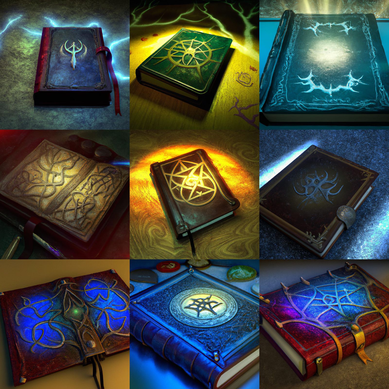 leather magic grimoire of spells with magic escaping from the book, old ...