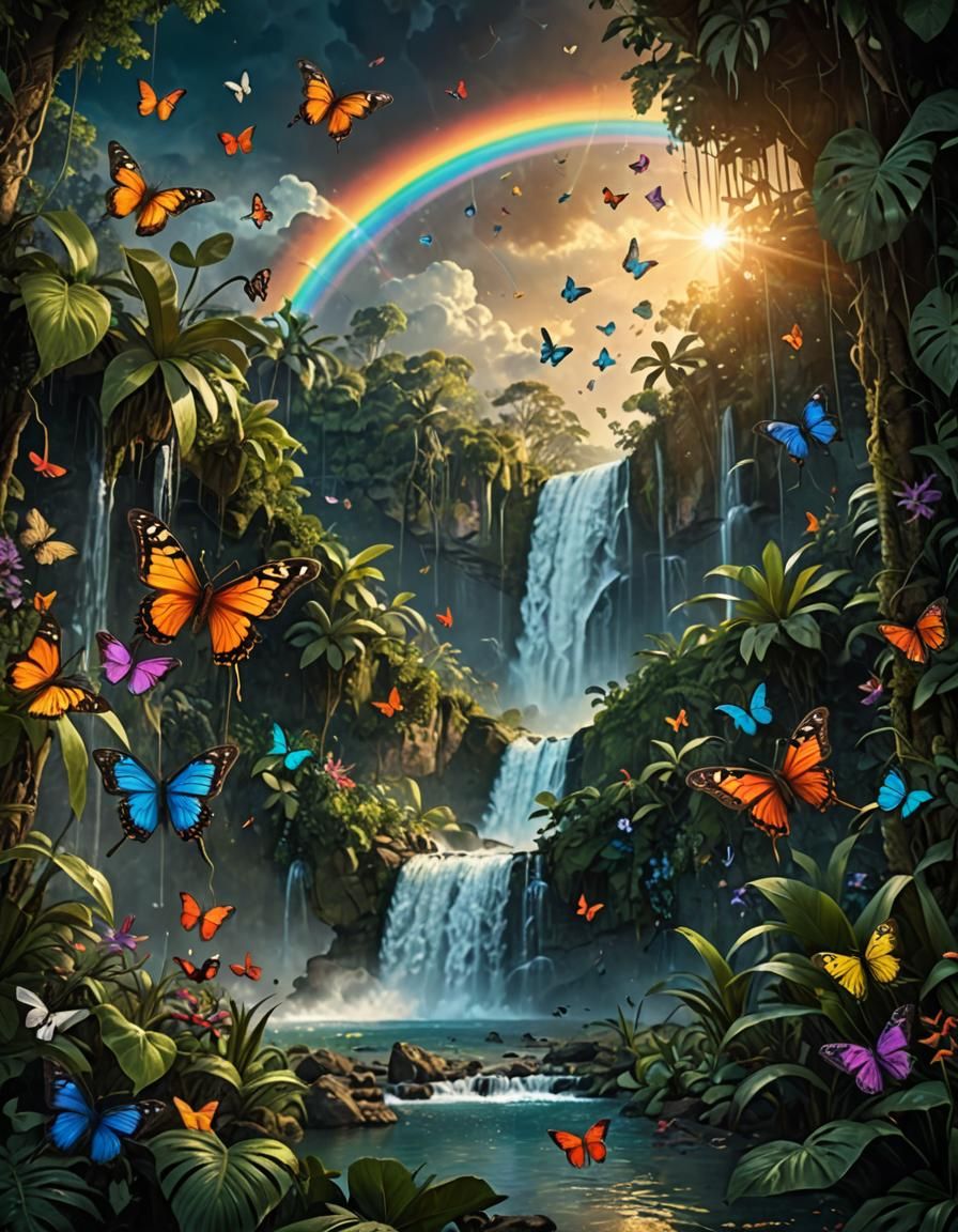 Waterfall - AI Generated Artwork - NightCafe Creator