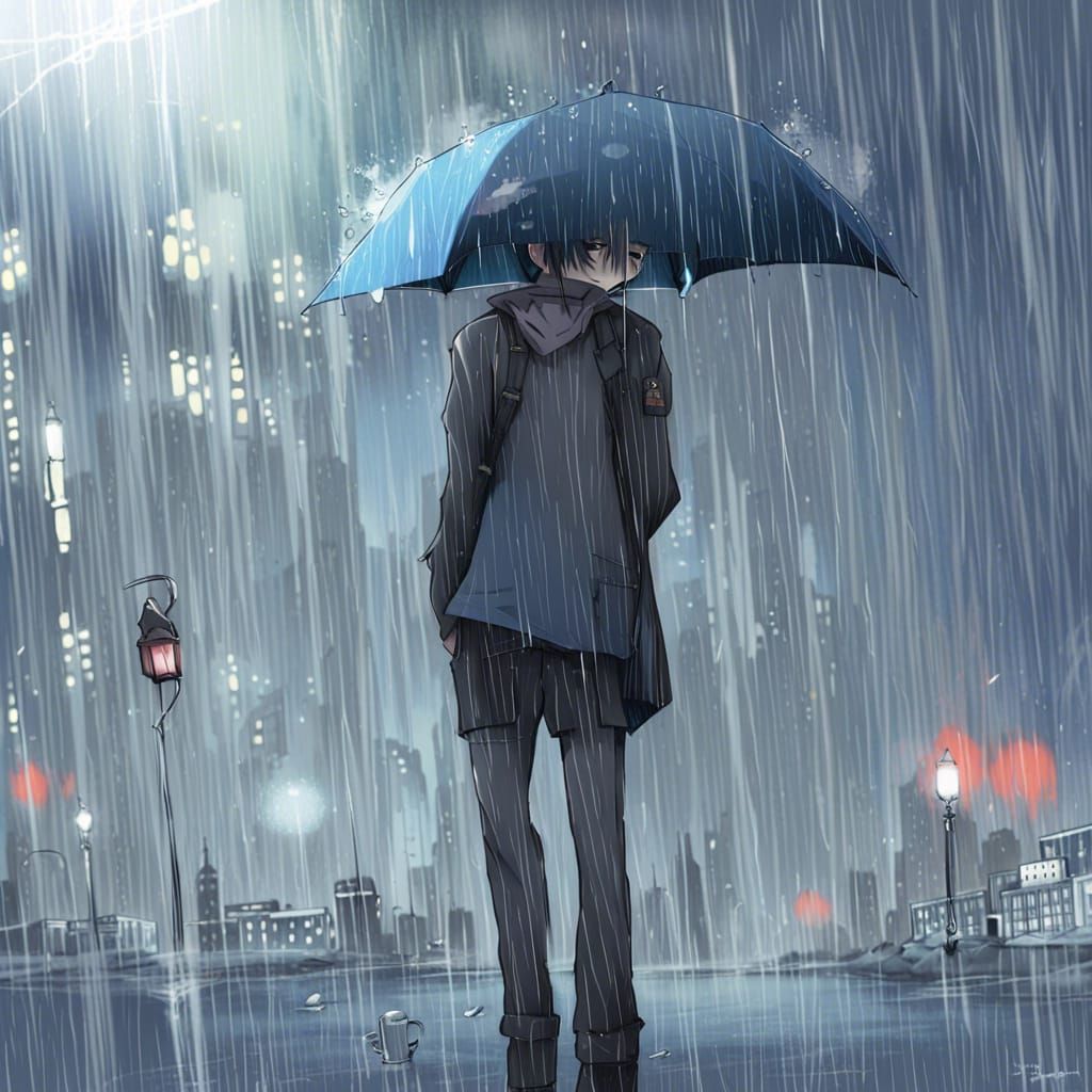 guy, alone, raining, walking, bored - AI Generated Artwork - NightCafe ...