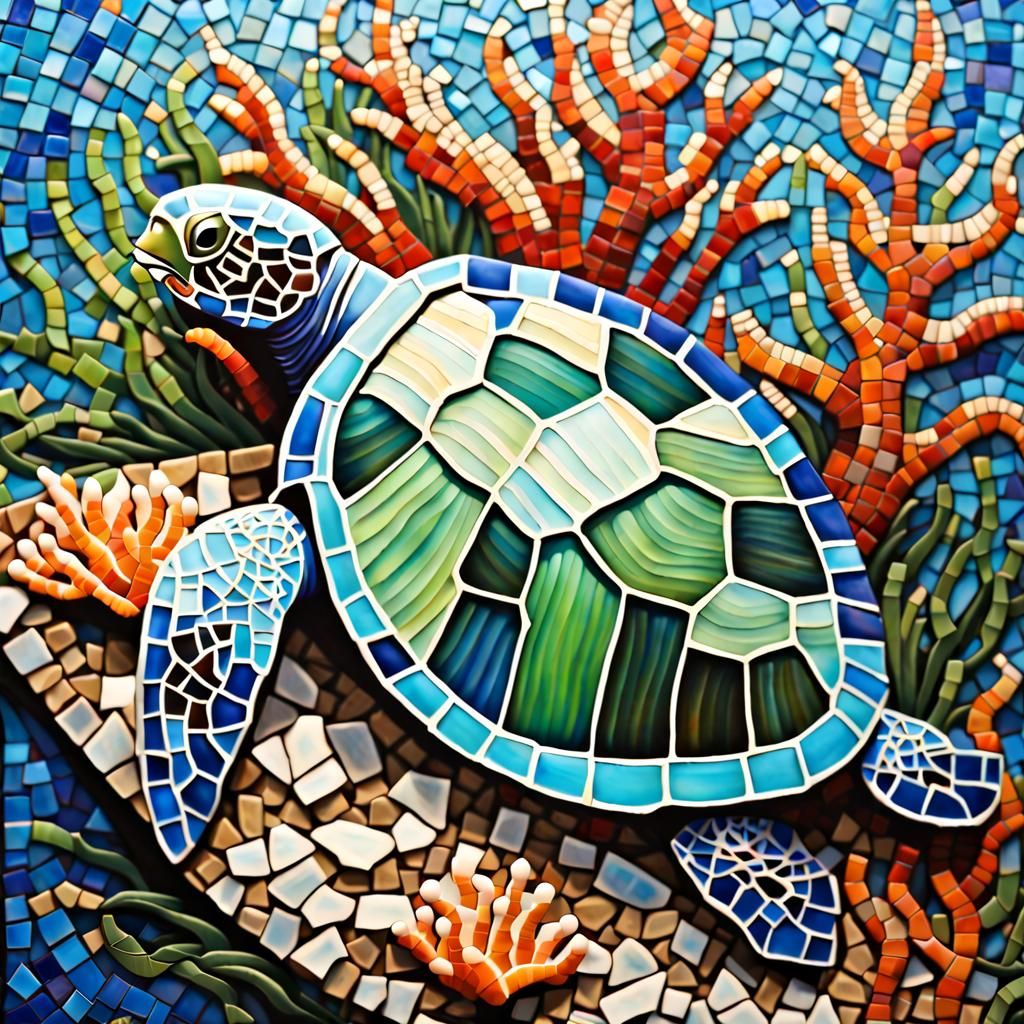 Underwater Mosaic Scene - AI Generated Artwork - NightCafe Creator