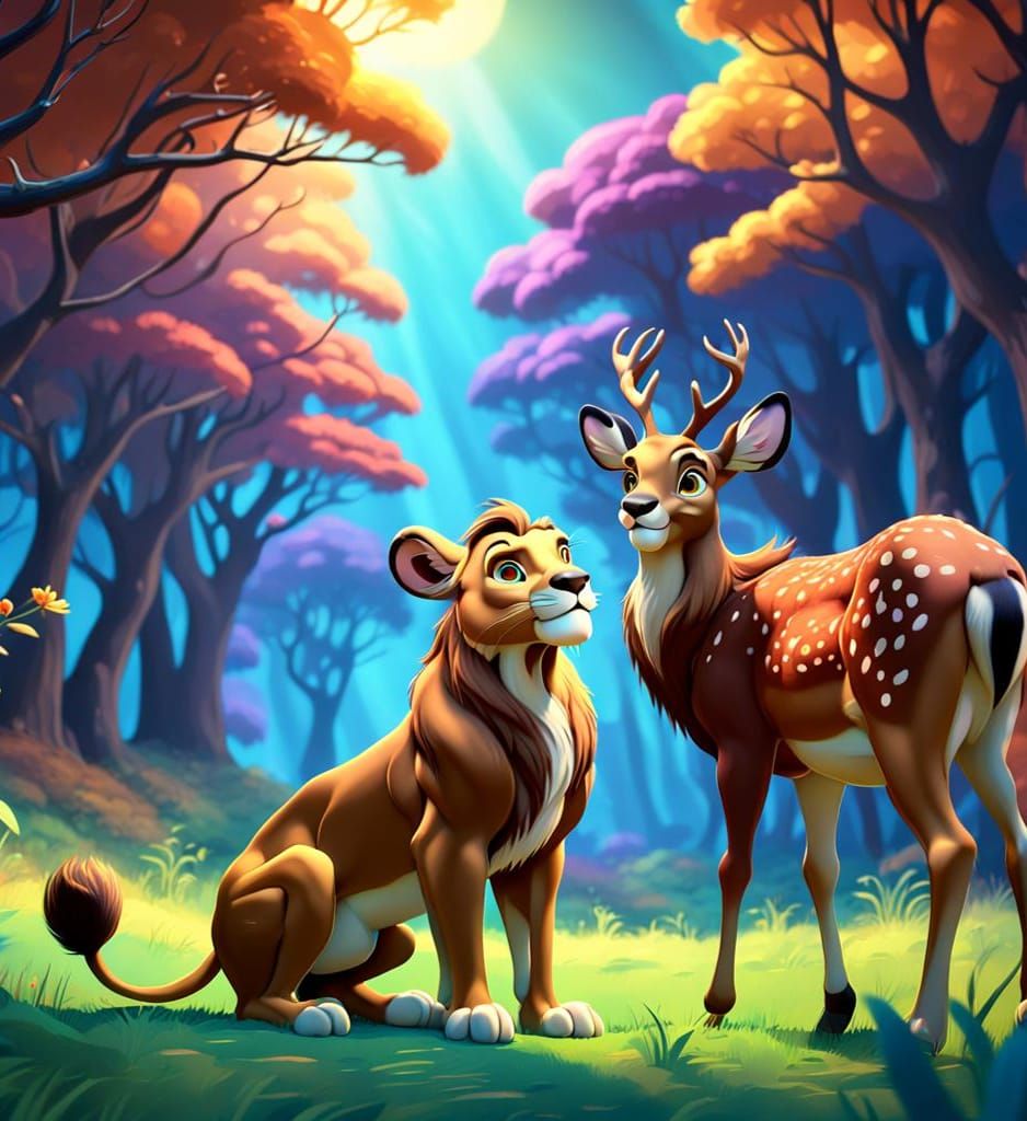 Simba and Bambi - AI Generated Artwork - NightCafe Creator